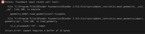 Import Failed Structerror Byte Loop Causes Required Buffer To
