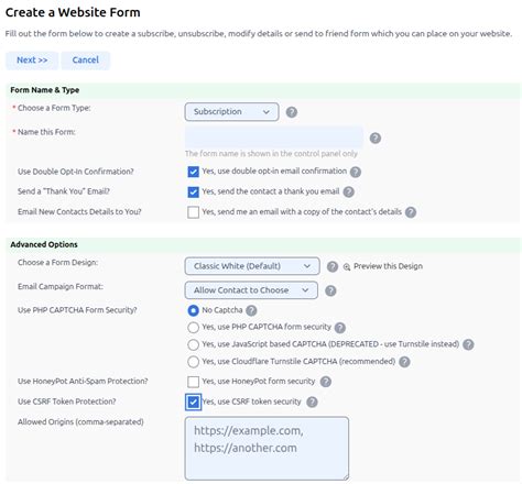 Forms Configuration Documentation