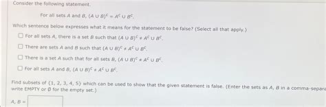 consider the following statement for all sets a and