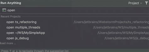 Opening Reopening And Closing Projects WebStorm Documentation