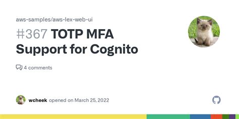 Totp Mfa Support For Cognito · Issue 367 · Aws Samplesaws Lex Web Ui