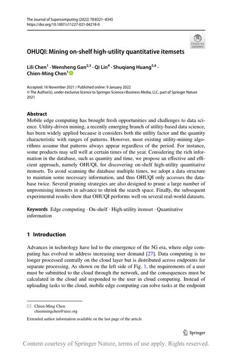 Ohuqi Mining On Shelf High Utility Quantitative Itemsets Request Pdf