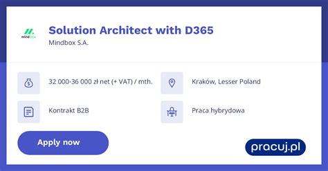 Oferta Pracy Solution Architect With D365 Mindbox S A Kraków