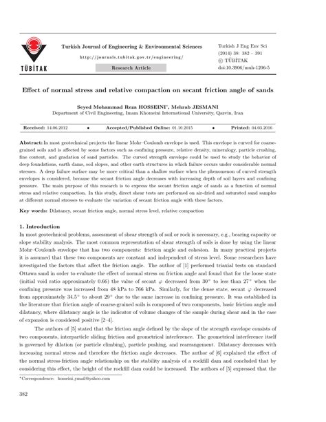 Pdf Effect Of Normal Stress And Relative Compaction On Secant