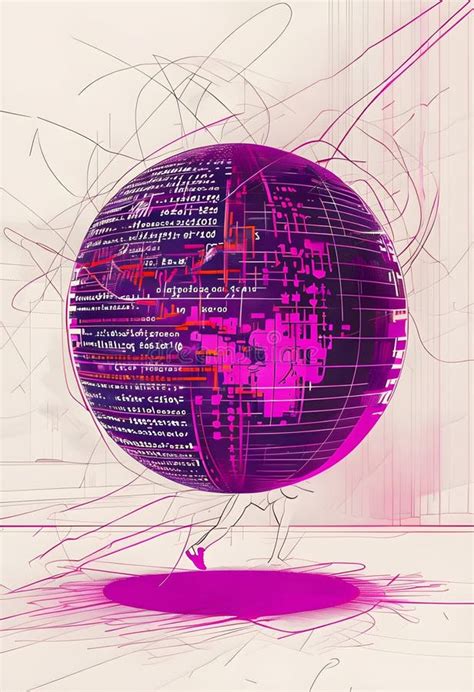 Illustration Of An Abstract Rotating Digital Sphere With Resembling