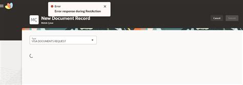 Error Response During Restaction In Me Document Records Redwood — Cloud Customer Connect