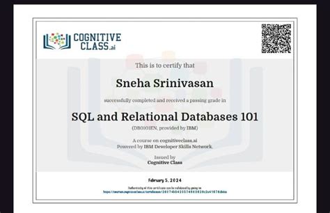 Sneha Srinivasan On Linkedin Sql Database Ibmdeveloperskillsnetwork Continuouslearning Ibm