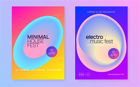 트랜스 파티 초대를 위한 밝은 예술 소리와 밤의 유흥 벡터입니다 리니어 테크노 포스터 브로셔 모양에 대한 미래 지향적 인 패턴입니다 핑크와 블루 트랜스 파티 Dj에 대한