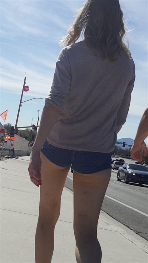 Tight Skinny Girl With Cheeks Hanging Out Of Jean Short Shorts Oc