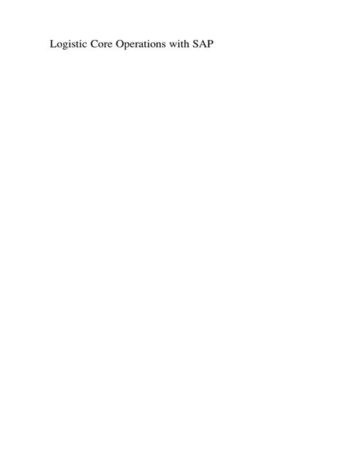 Sap Logistic Core Operations Pdf Copyright Enterprise Resource