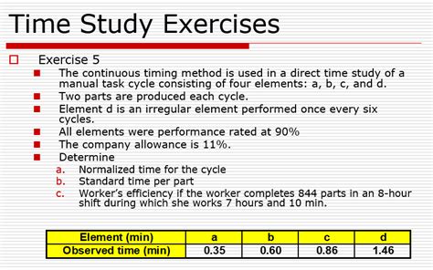 Solved Time Study Exercises O Exercise The Continuous Chegg