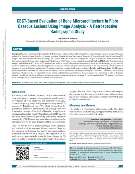 Pdf Cbct Based Evaluation Of Bone Microarchitecture In Fibro Osseous
