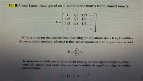 15 ia well known example of an ill conditioned