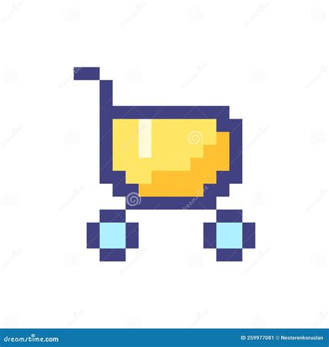 Shopping Cart Pixelated Rgb Color Ui Icon Stock Vector Illustration