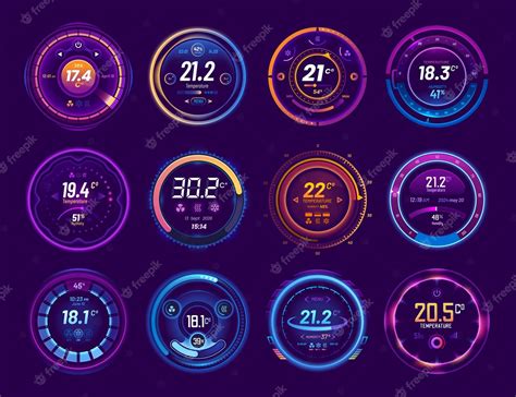 Premium Vector Thermostat Icons Smart Thermometer Control Dial