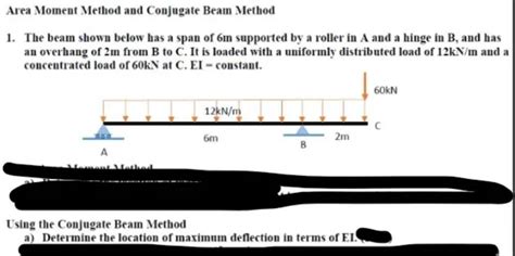 Solved Area Moment Method And Conjugate Beam Method 1 The Beam Shown 1 Answer
