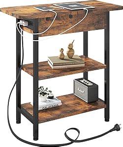 LIDYUK End Table With Charging Station Flip Top Side Table With USB Ports And Outlets