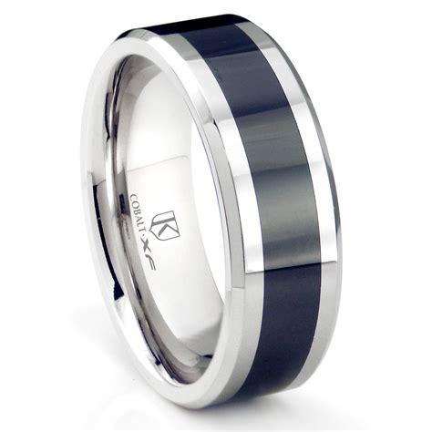 Cobalt Chrome Mens Cobalt Wedding Band Shiny Polish Cobalt Chrome