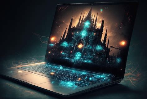 Premium Photo Laptop Visual Overlay For A Network Connection