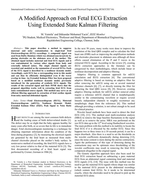 Pdf A Modified Approach On Fetal Ecg Extraction Using Extended State