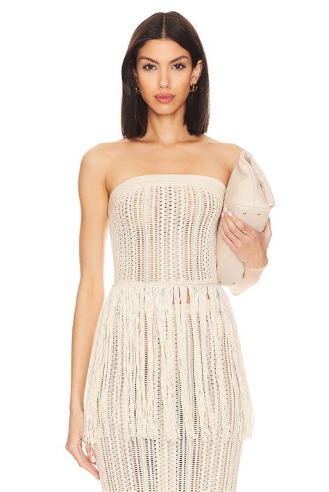 Tularosa Celestie Fringe Tube Top In Ivory Revolve