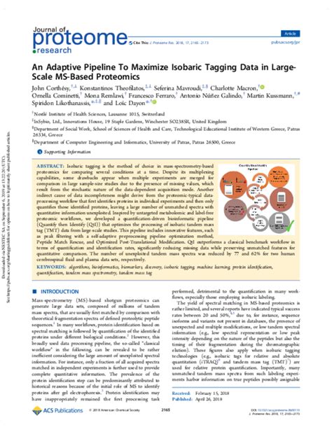 Pdf An Adaptive Pipeline To Maximize Isobaric Tagging Data In Large