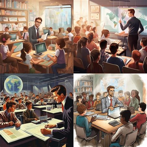Premium Ai Image Four Pictures Of The Teacher Teaching In Class With