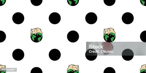 곰 극선 이음새없는 패턴 지구 지구 벡터 자고있는 테디 폴카 도트 착한 애 낙서 만화 선물 포장지 타일 배경 반복 벽지 삽화 스카프 외딴 디자인 구에 대한 스톡 벡터 아트