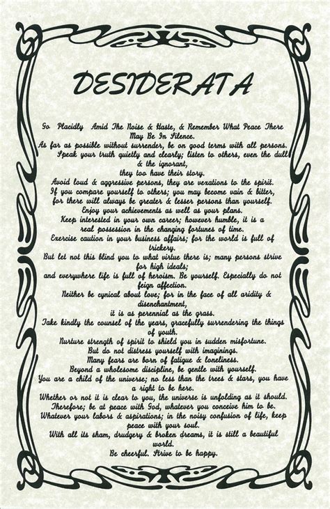 Free Printable English Desiderata Poem Educational Printable Activities