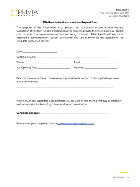 Fillable Online Request For Ada Reasonable Accommodation Form Candidate Fax Email Print