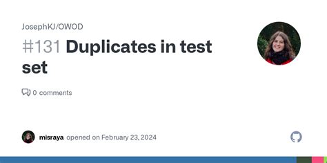 Duplicates In Test Set · Issue 131 · Josephkj Owod · Github