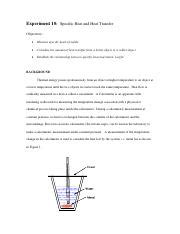 Experiment Specific Heat Pdf Experiment Specific Heat And Heat Transfer Objectives