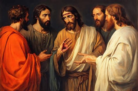 Jesus Showing His Wounds To His Disciples Premium Ai Generated Image