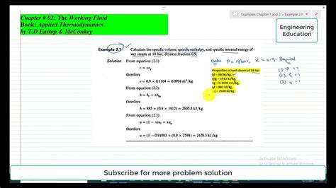 Thermodynamics Example 21 Calculating Specific Volume Enthalpy And