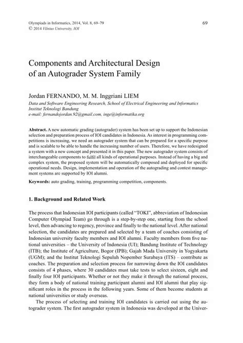 Pdf Components And Architectural Design Of An Autograder