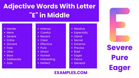 450 Words With Letter E In Middle List Meaning Pdf