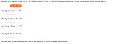 solved consider using a z test to test h0 p 0 3 determine