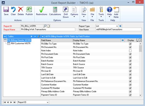 Pa Billing Work Transactions Smartlist Builder Template Eone Solutions