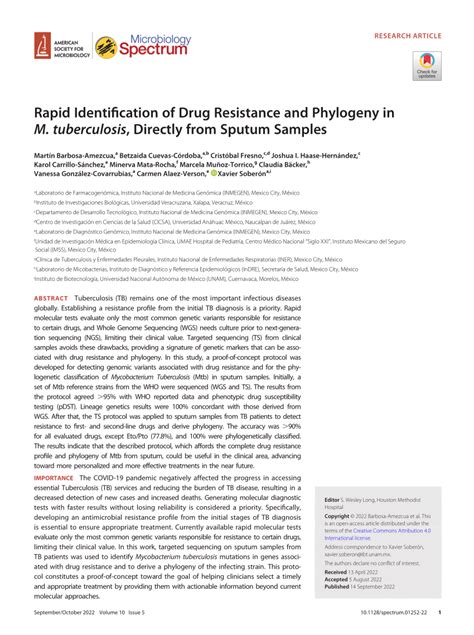 Pdf Rapid Identification Of Drug Resistance And Phylogeny In M Tuberculosis Directly From