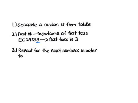 Solved Describe How You Could Use Random Number Table To Simulate The Experiment Of Tossing One