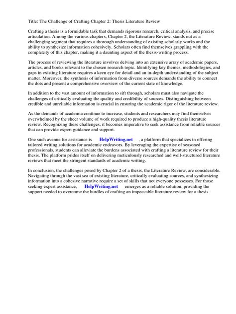 Chapter 2 Thesis Literature Review Pdf