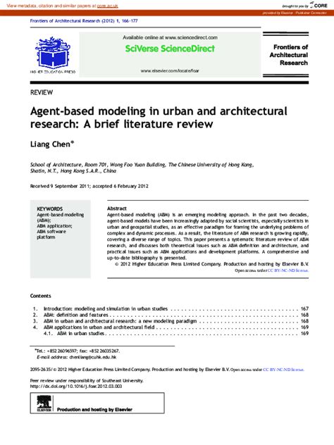 Pdf Agent Based Modeling In Urban And Architectural Research A Brief