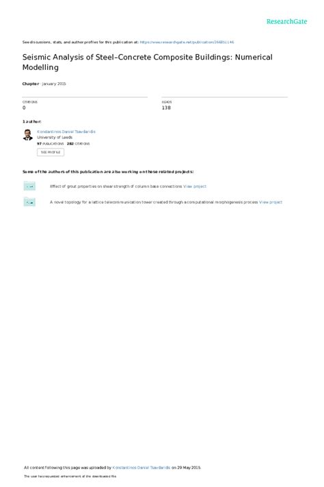 Pdf Seismic Analysis Of Steel Concrete Composite Buildings Numerical Modeling