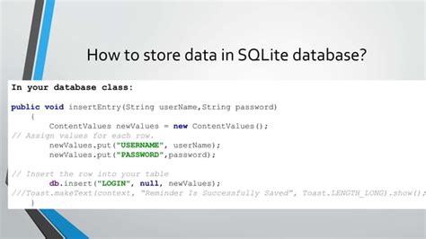 Sqlite Database In Android Pptx Databases Computer Software And