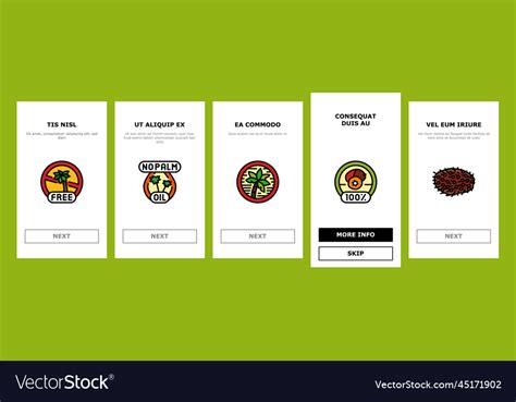 Palm Oil Tree Leaf Plant Onboarding Icons Set Vector Image