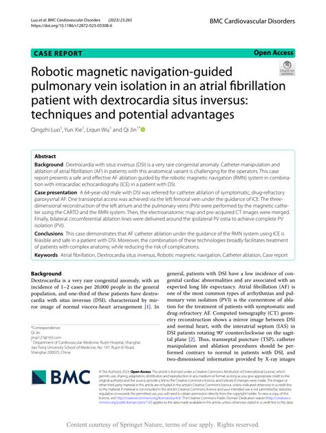Pdf Robotic Magnetic Navigation Guided Pulmonary Vein Isolation In An Atrial Fibrillation