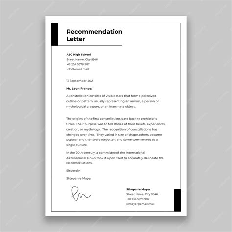 Business Recommendation Letter For A Company