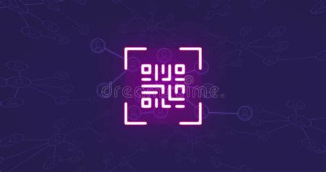 Animation Of Neon Qr Code And Connections On Violet Background Stock Footage Video Of Internet