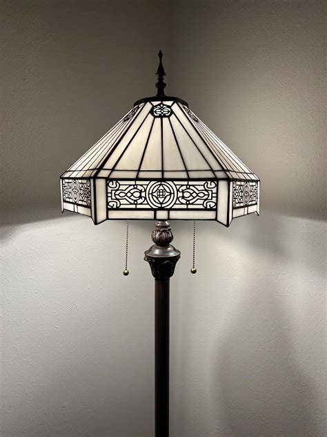 Enjoy Decor Lamps Tiffany Floor Lamp White Stained Glass Baroque Style