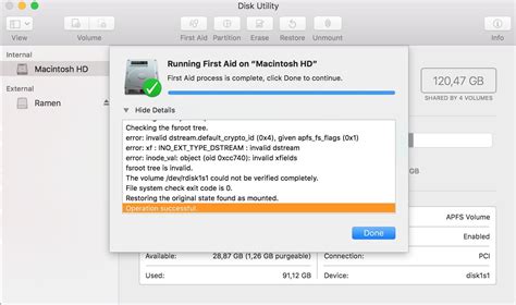 running first aid on boot disk apfs unencrypted always fails r macos